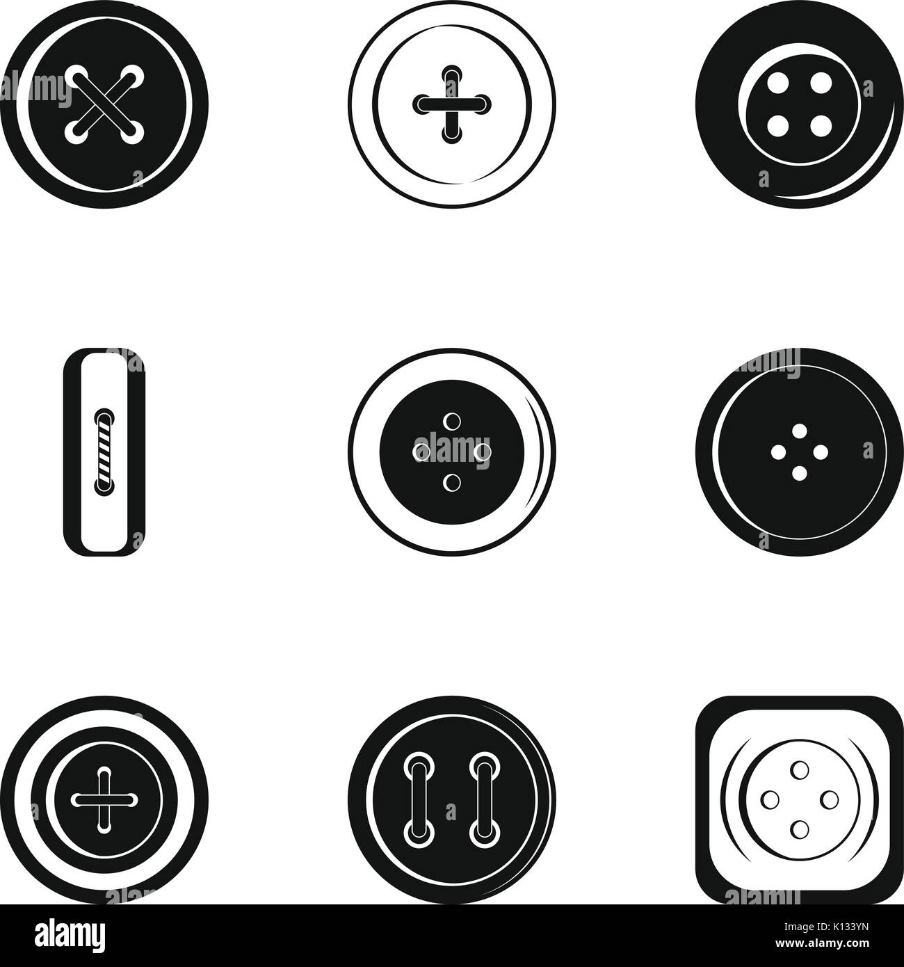 Modern clothes button icon set, simple style Stock Vector Image & Art ...