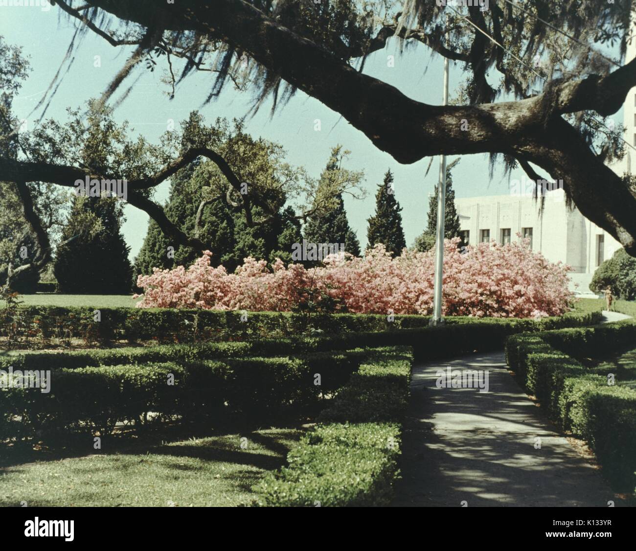 Gardens at the Louisiana Capitol, a corner of the art deco style ...