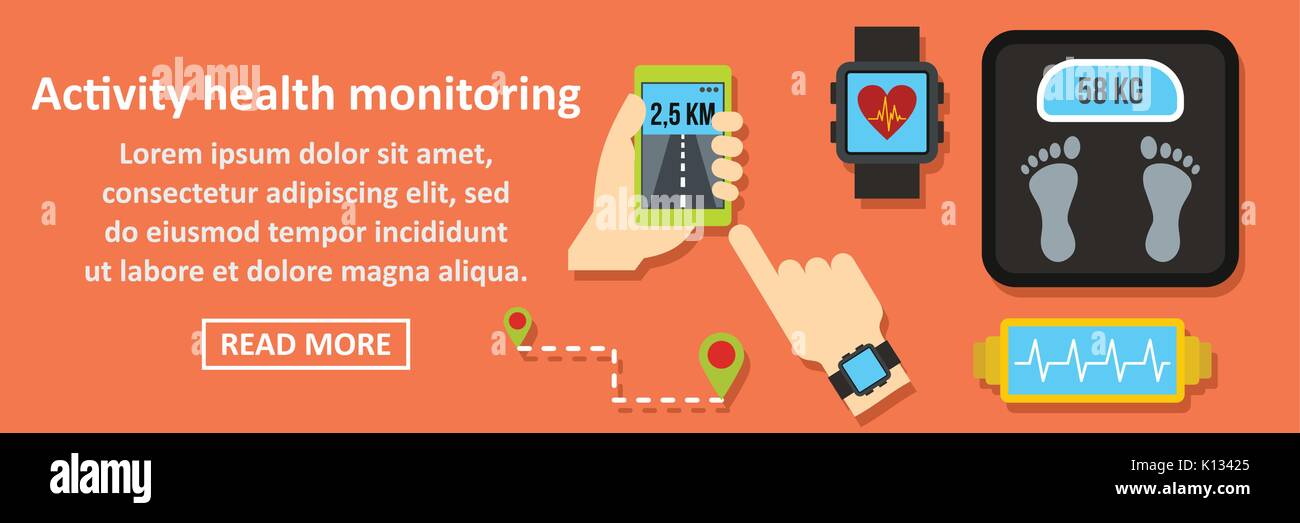 Activity health monitoring banner horizontal concept Stock Vector Image ...