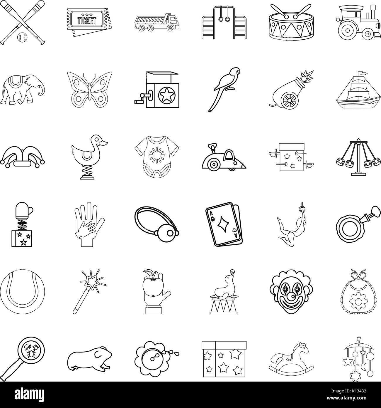 Playing icons set, outline style Stock Vector Image & Art - Alamy