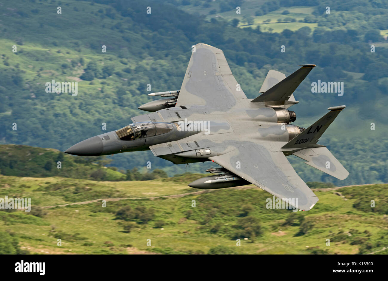 F-15C Eagle aircraft from RAF Lakenheath on a low level training flight ...