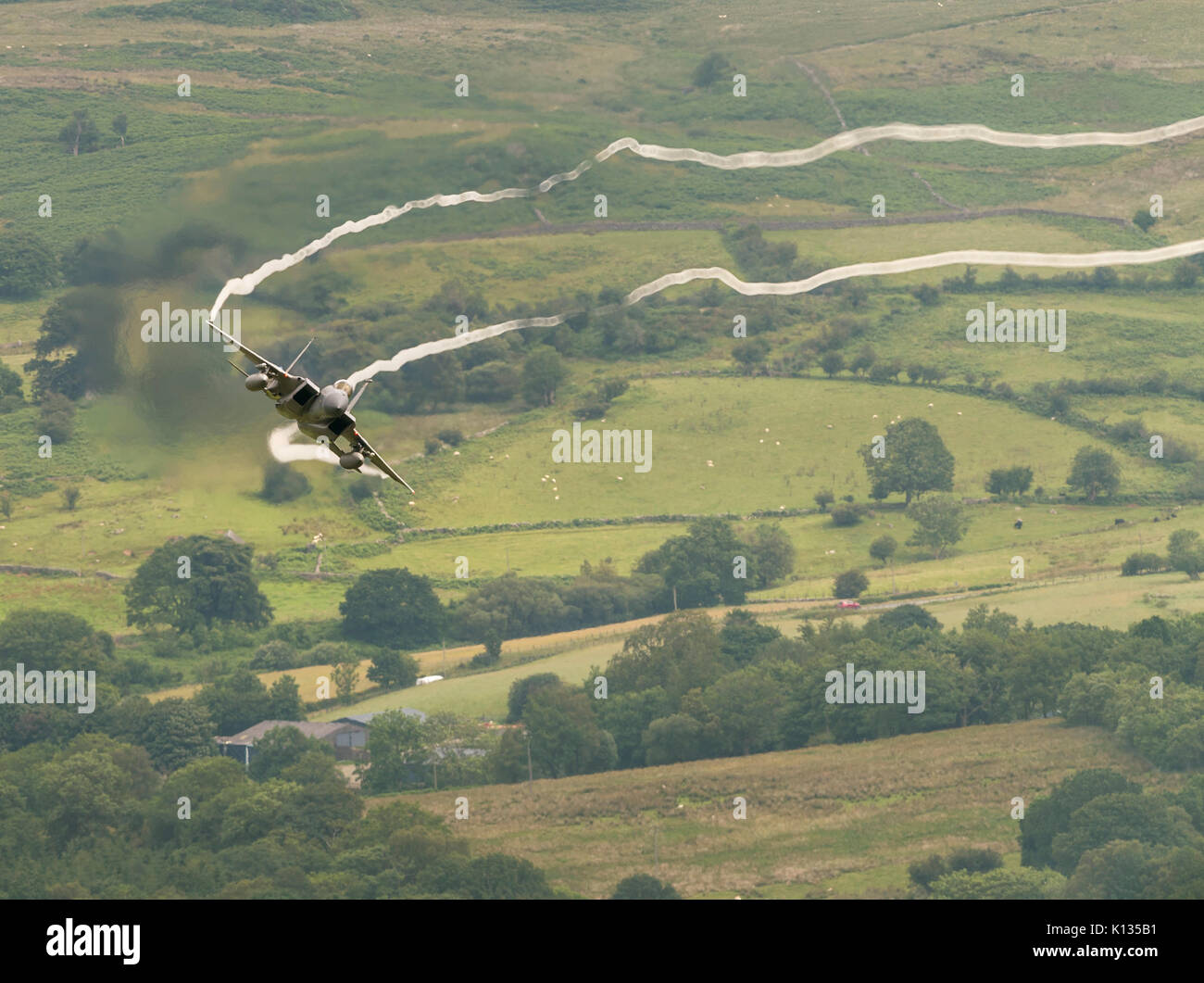 F-15C Eagle aircraft from RAF Lakenheath on a low level training flight ...