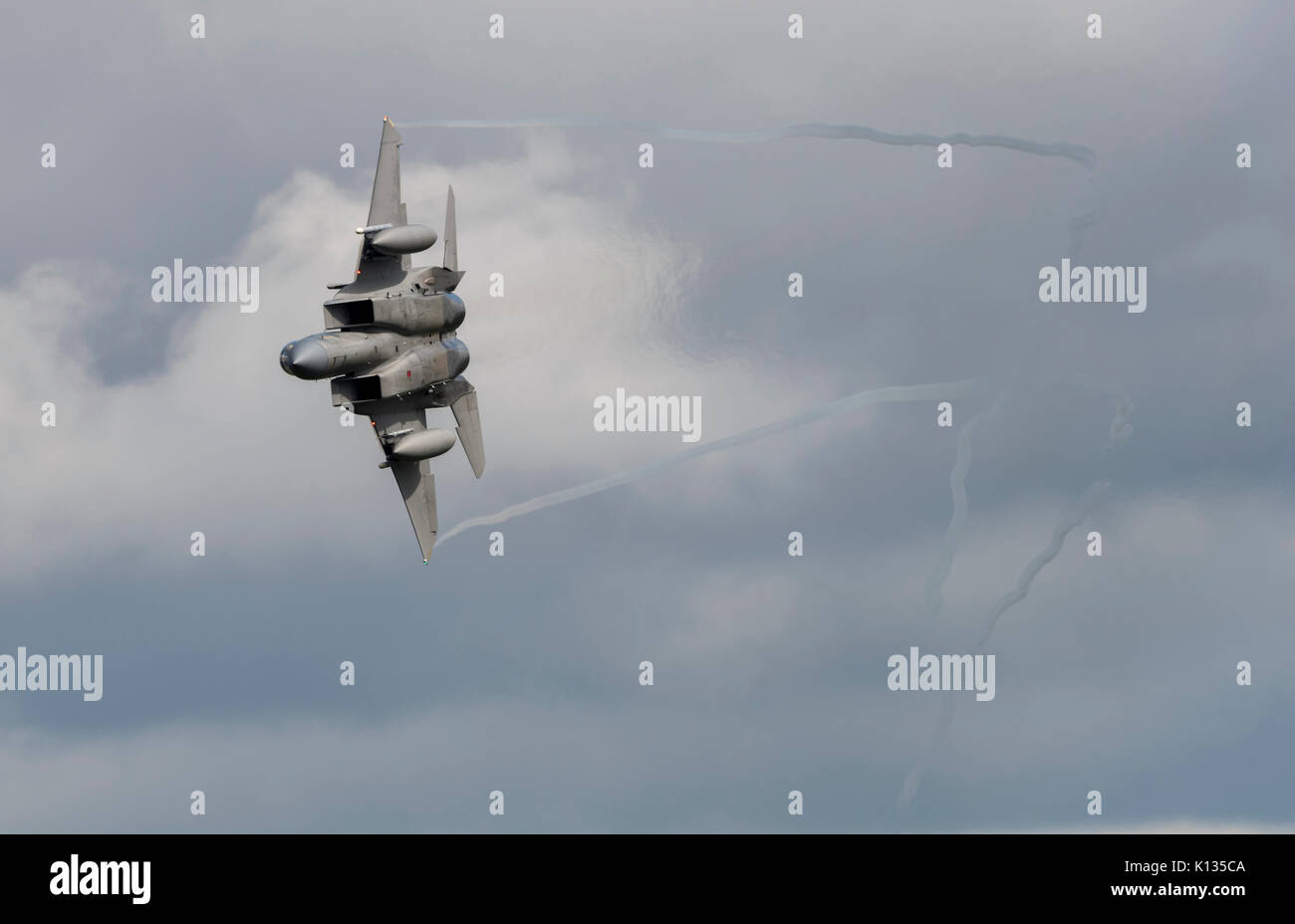 F-15C Eagle aircraft from RAF Lakenheath on a low level training flight ...