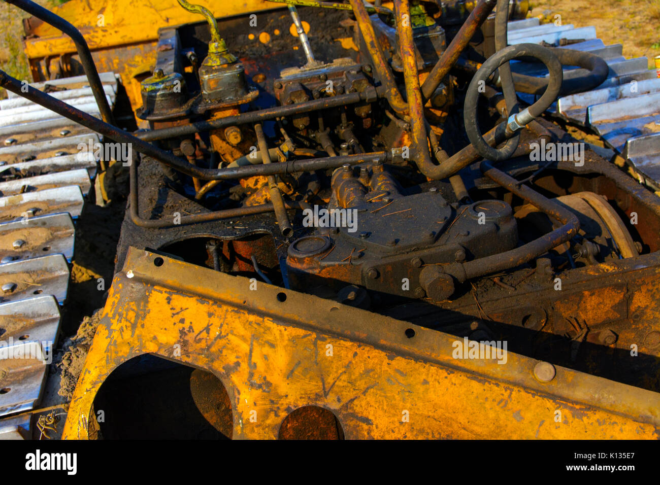 A rusted and abandoned rusty tractor. Dead radioactive zone ...
