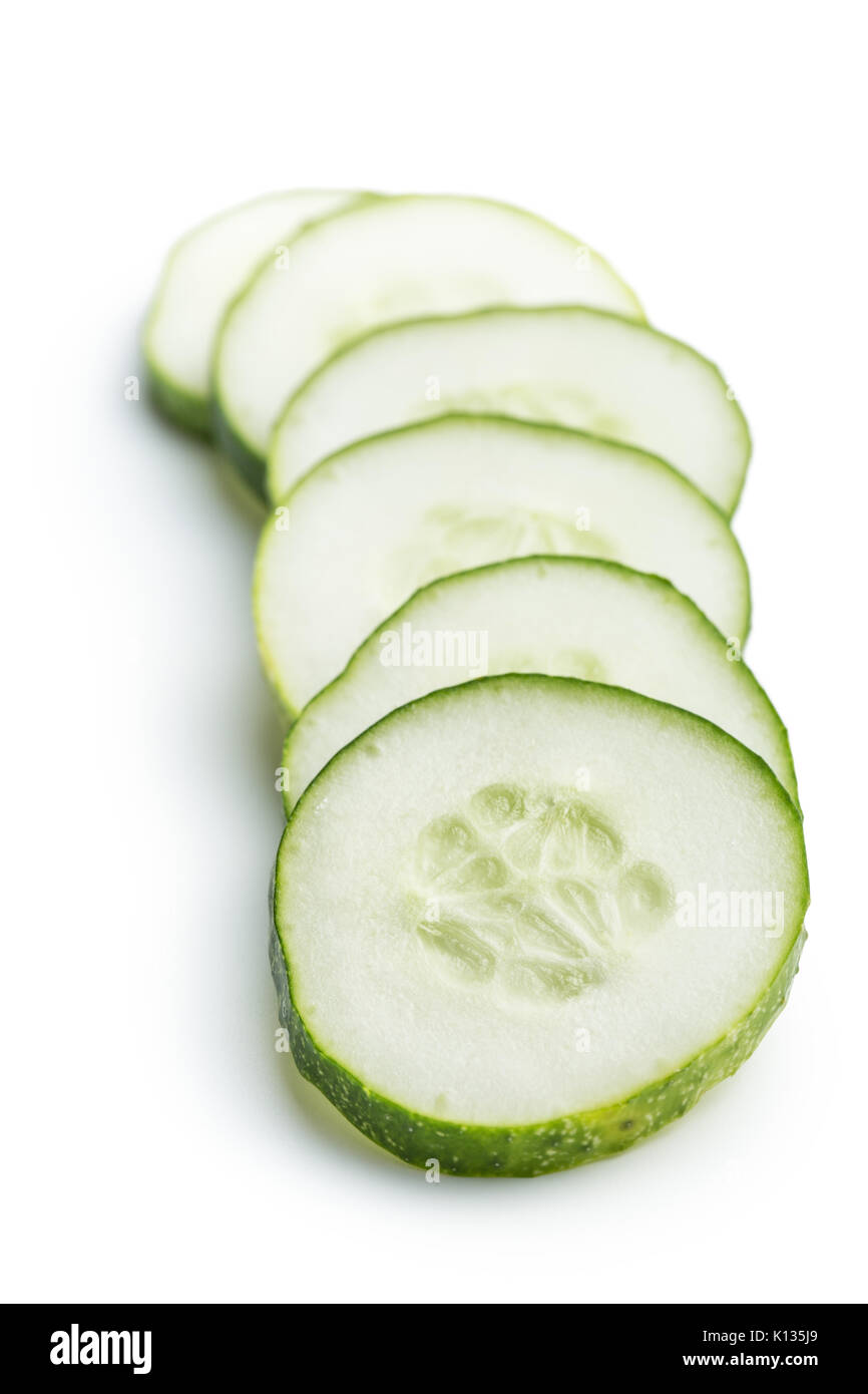 Fresh sliced cucumber isolated on white background. Cucumber slices ...