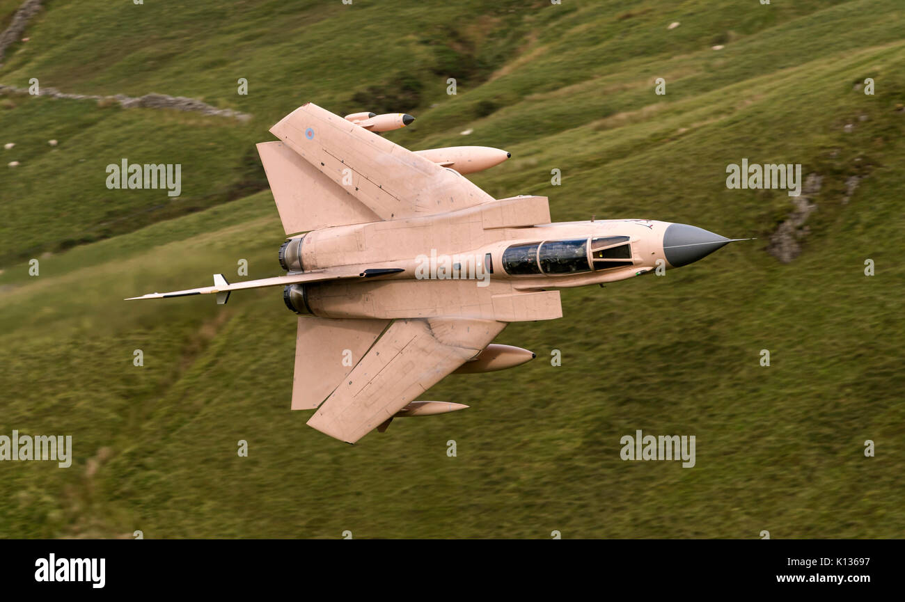 RAF Tornado GR4 on a low level flying sortie in the Mach Loop LFA7 in ...
