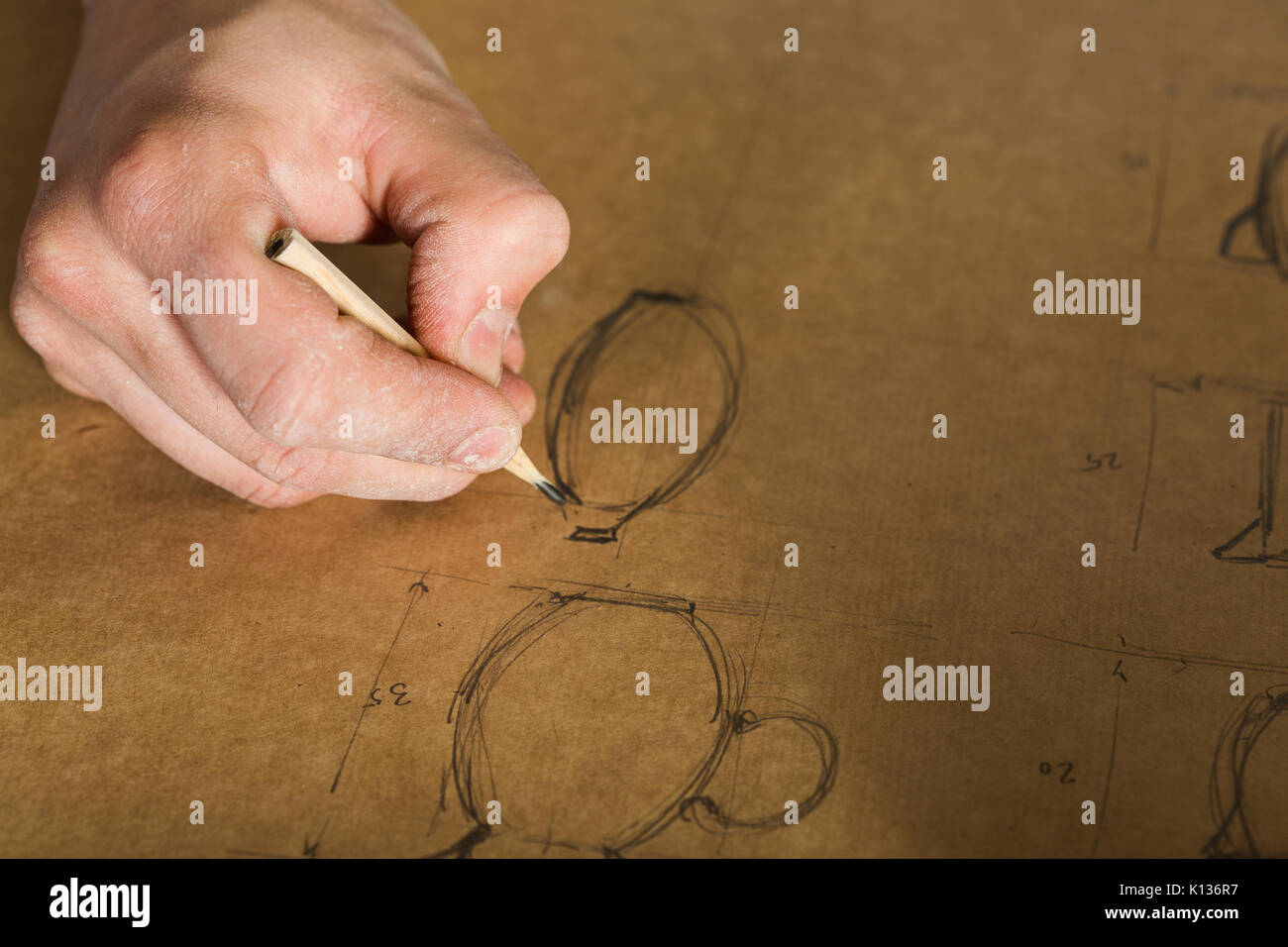 pottery manufacture, artisan tools, ceramics art concept - closeup on ...