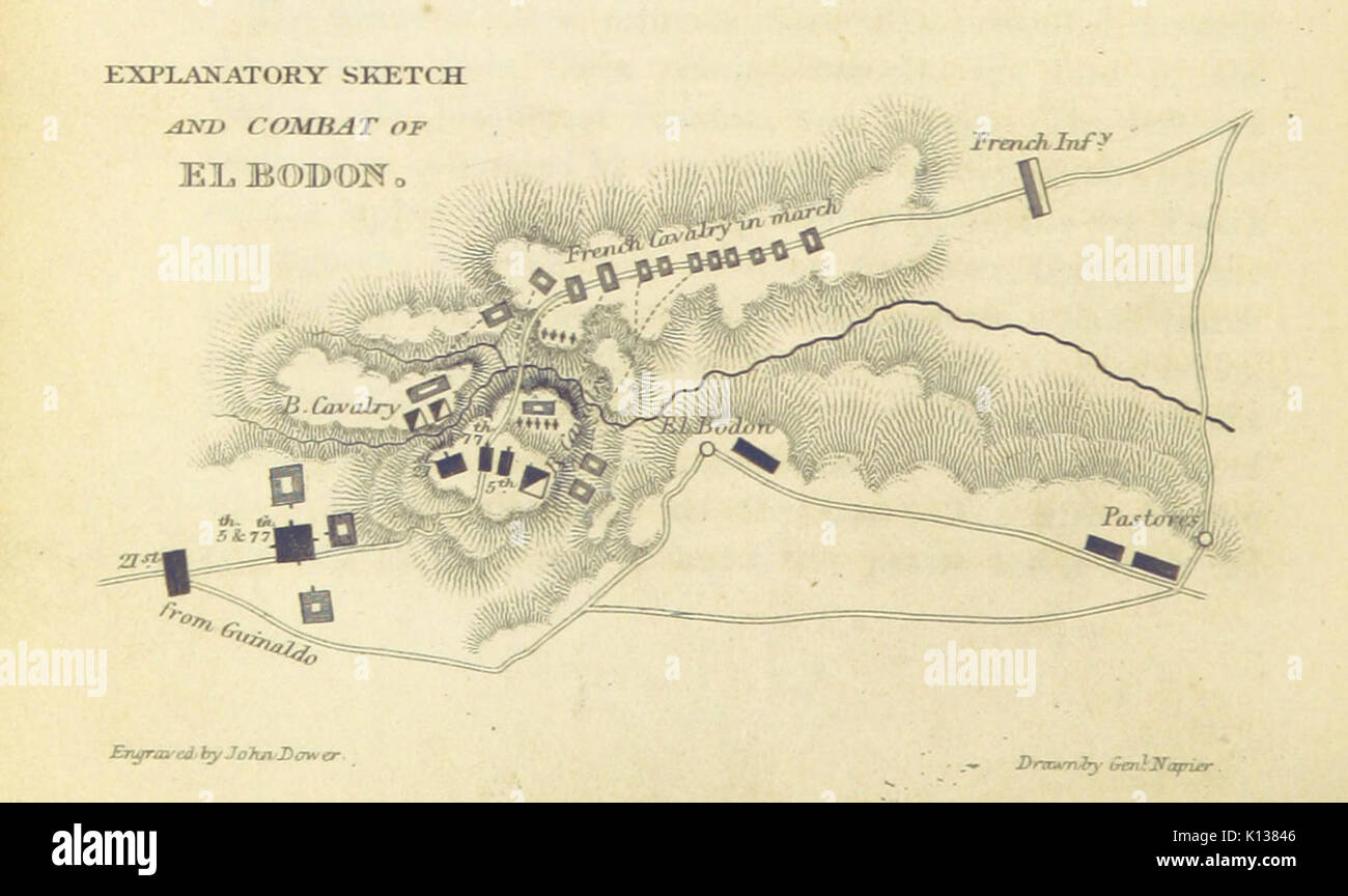 Battle of El Bodon map Stock Photo - Alamy