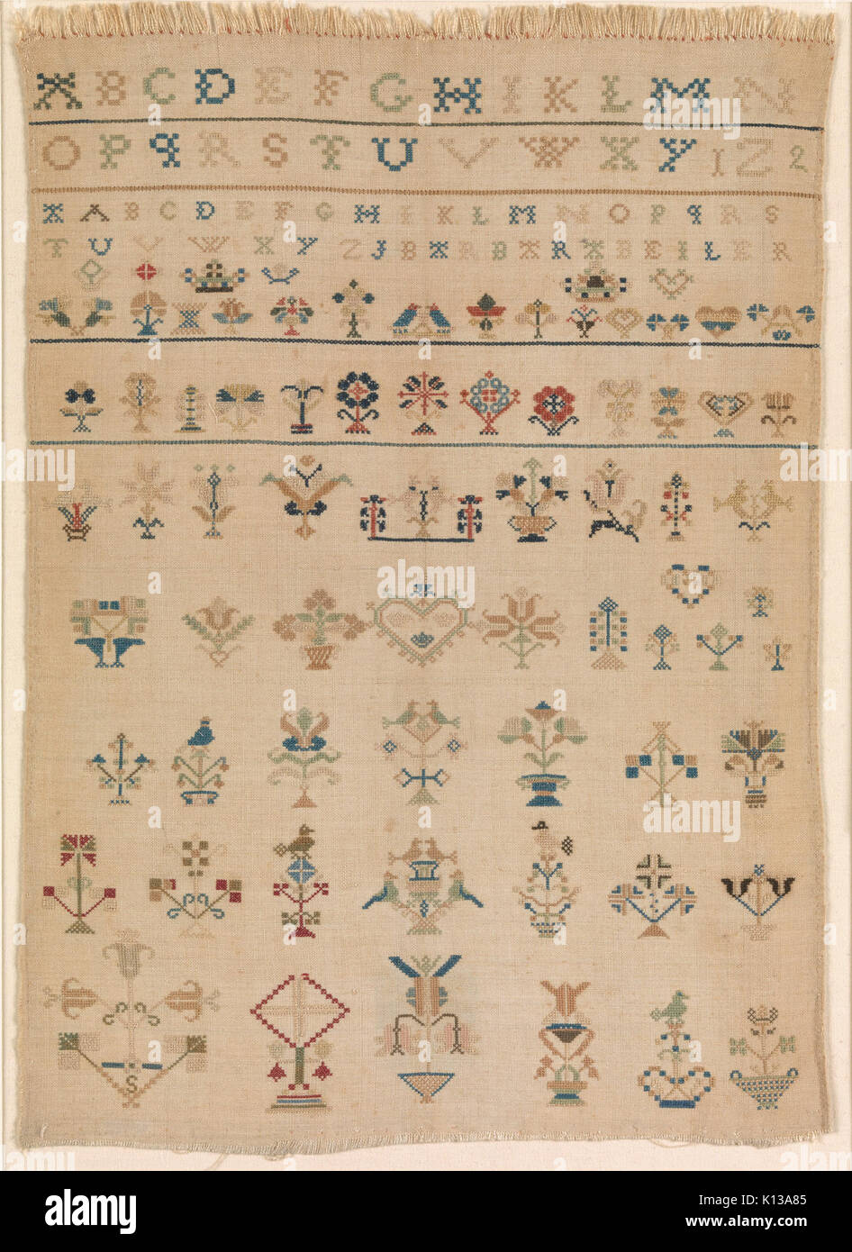 Amish sampler with lettering and motifs MET DP255522 Stock Photo - Alamy