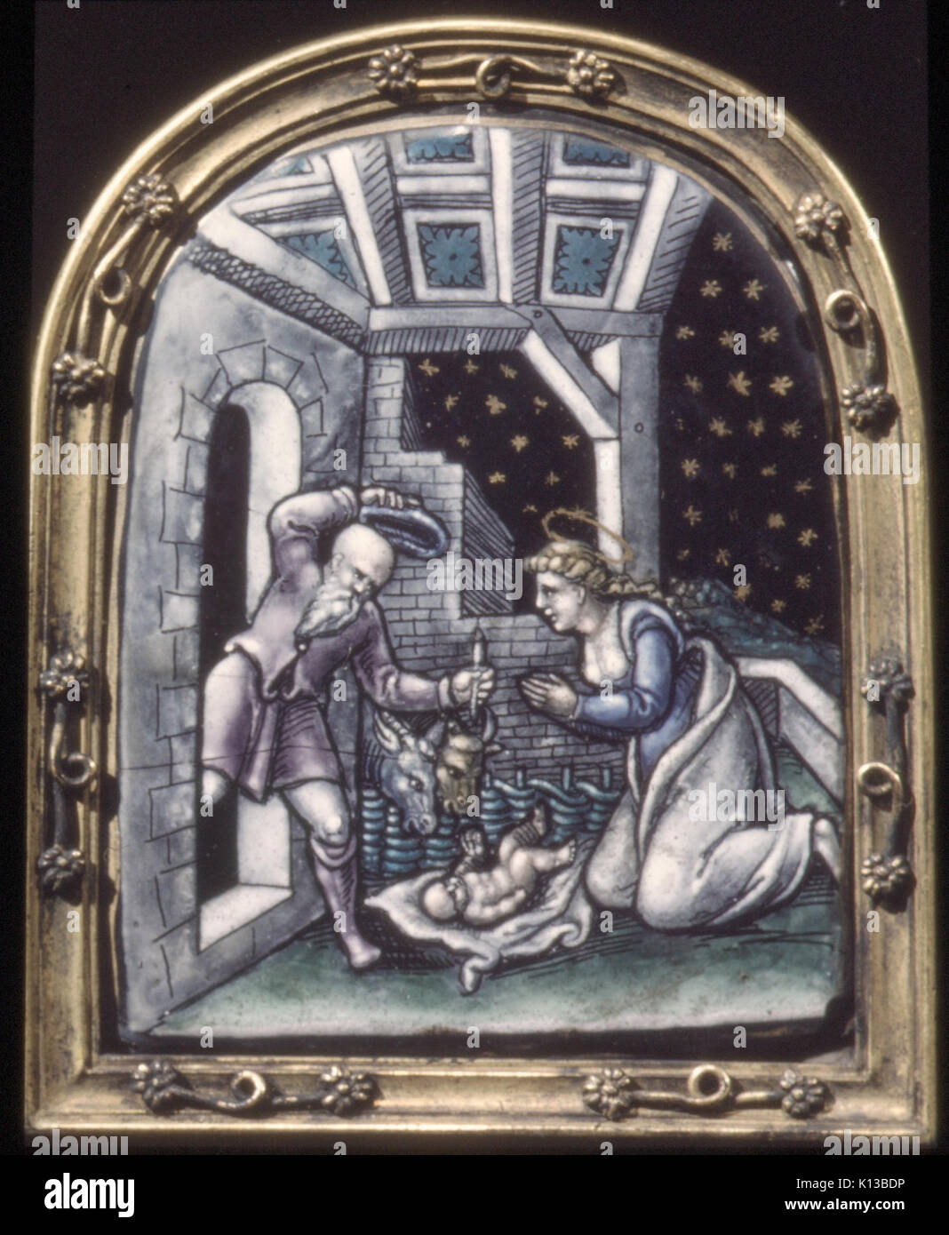 Adoration of the Infant Christ (one of a pair) MET ES6664 Stock Photo ...