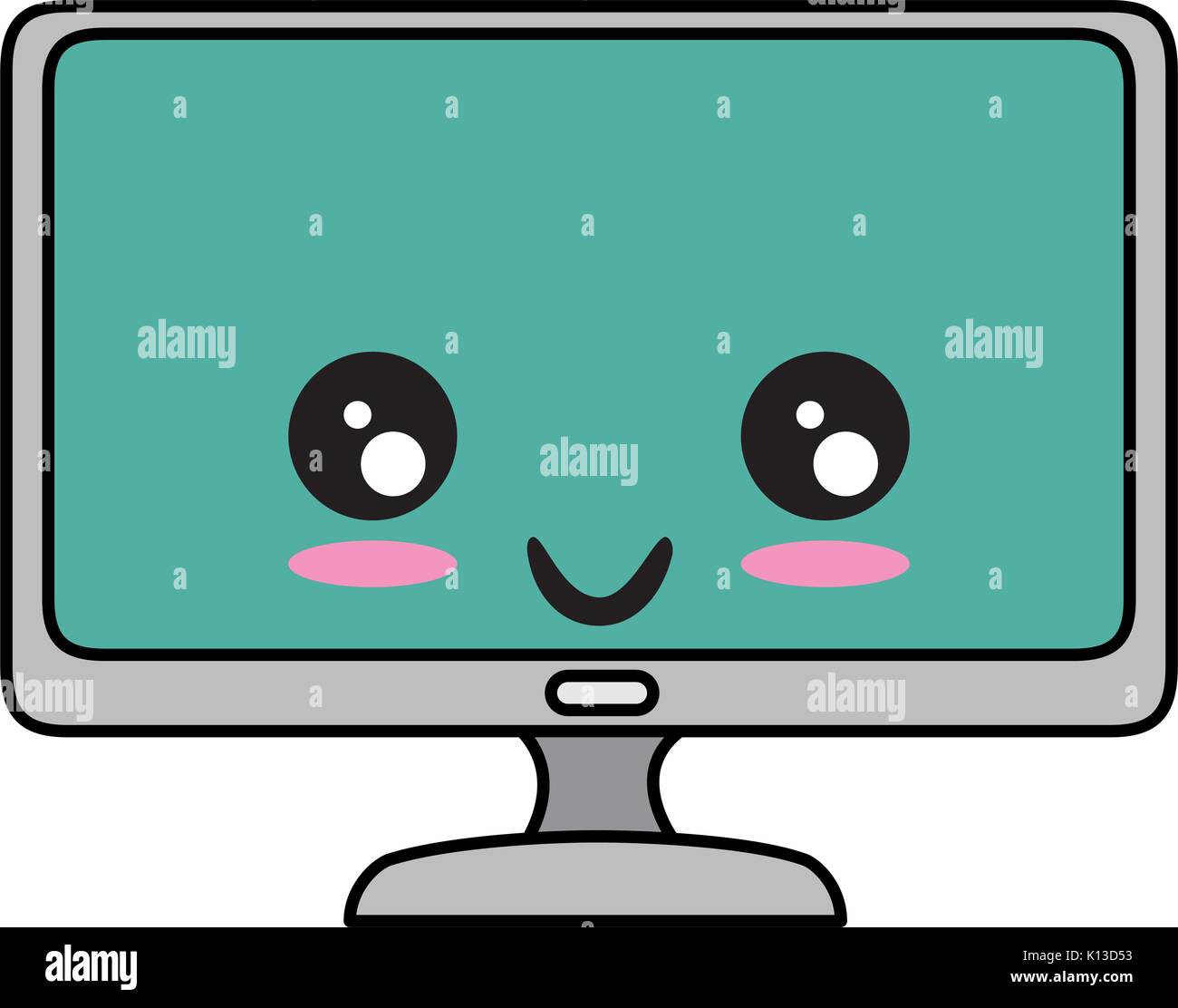 kawaii computer icon over white background vector illustration Stock ...