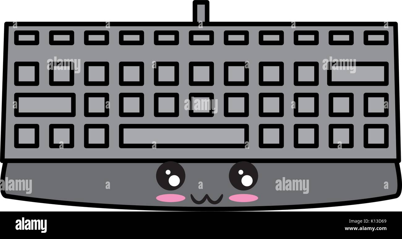 kawaii keyboard device icon over white background vector illustration ...
