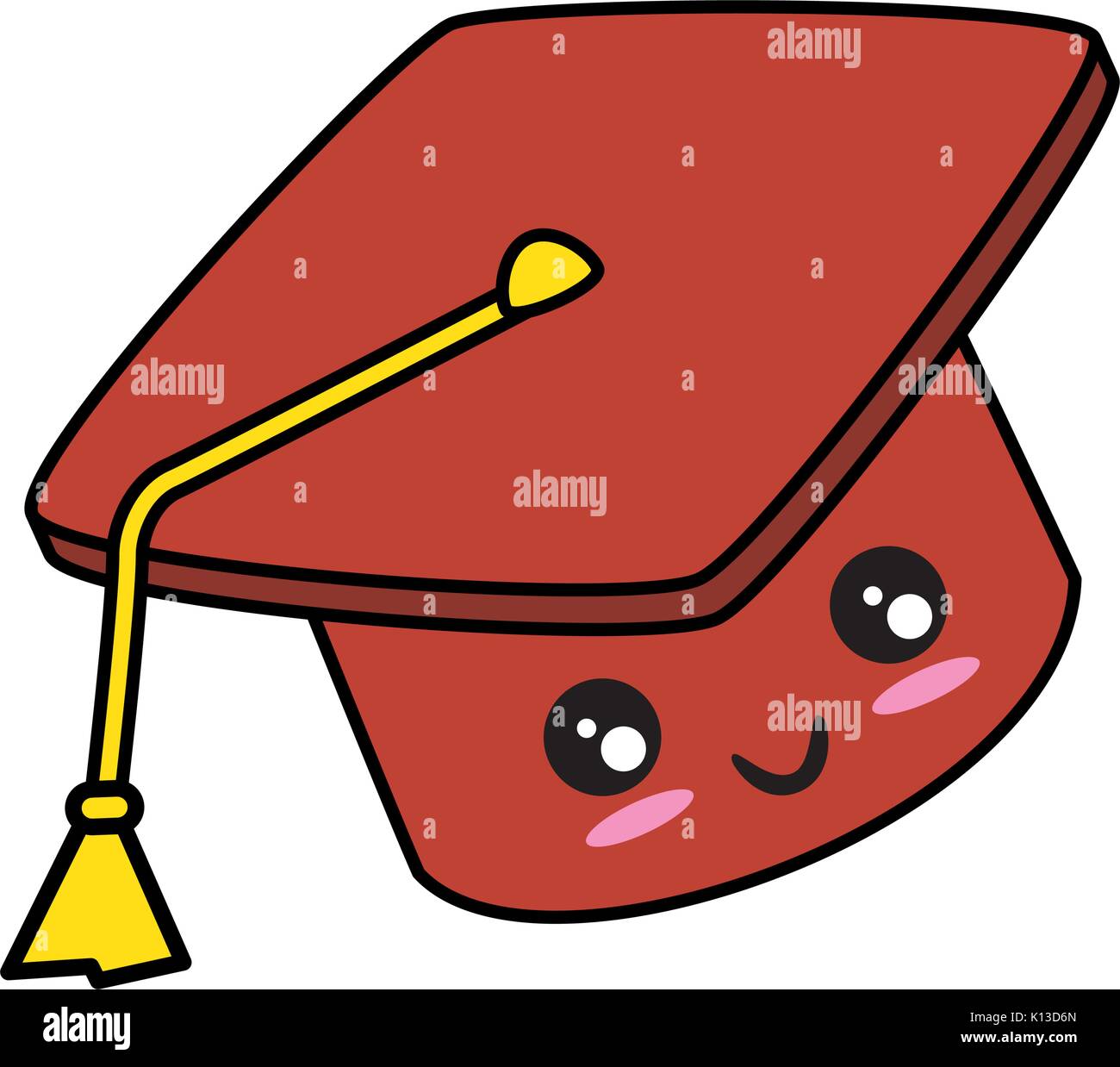kawaii graduation cap icon over white background vector illustration ...