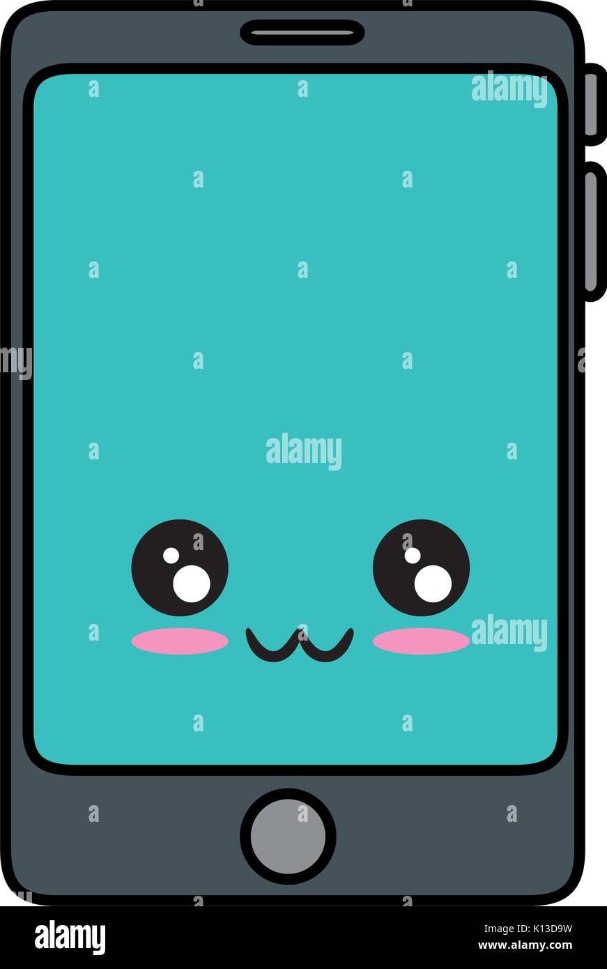 kawaii smartphone device icon over white background vector illustration ...
