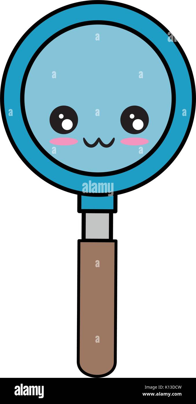 kawaii magnifying glass icon over white background vector illustration ...