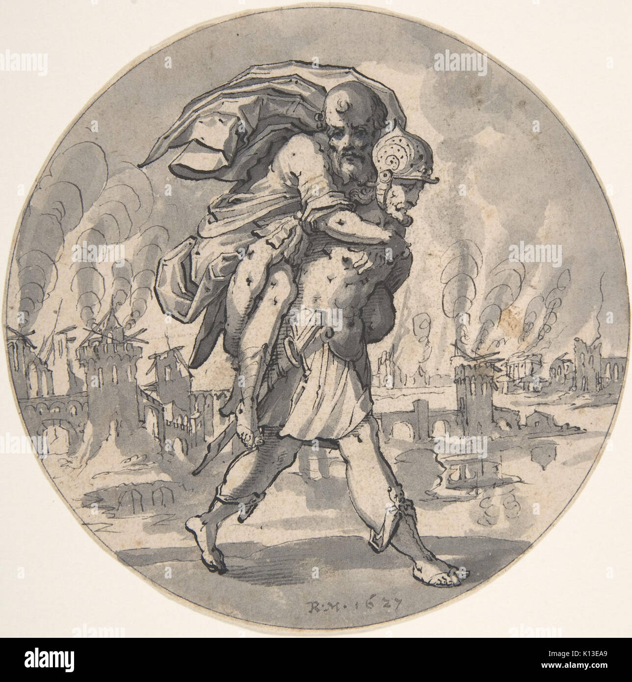 Aeneas Rescues his Father from Burning Troy MET DP803063 Stock Photo ...
