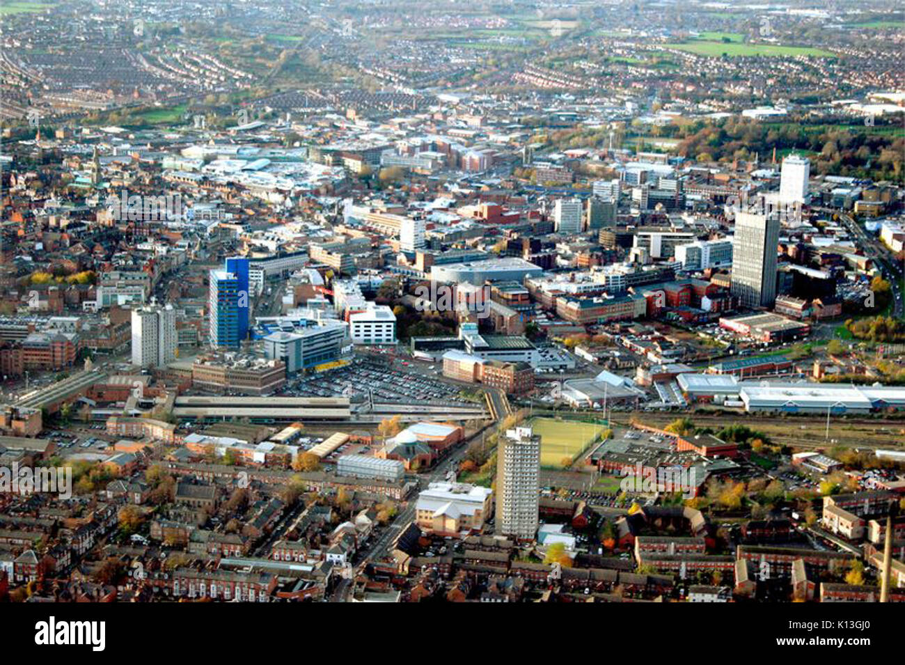 An aerial photograph of leicester hi-res stock photography and images ...