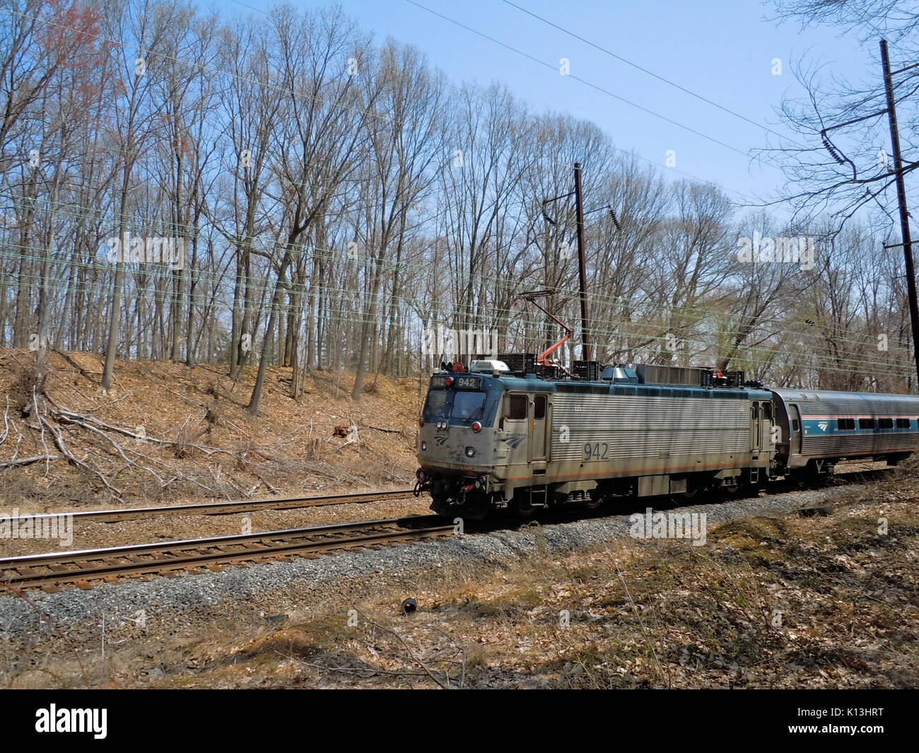 Amtrak 942 pushing a Keystone Service train through Duffy's Cut, April ...