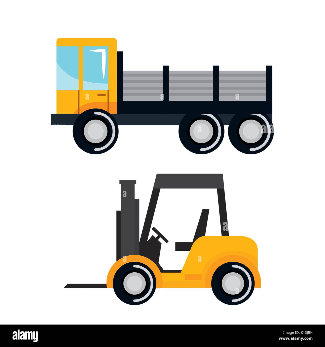set construction vehicle transport work machine vector illustration ...