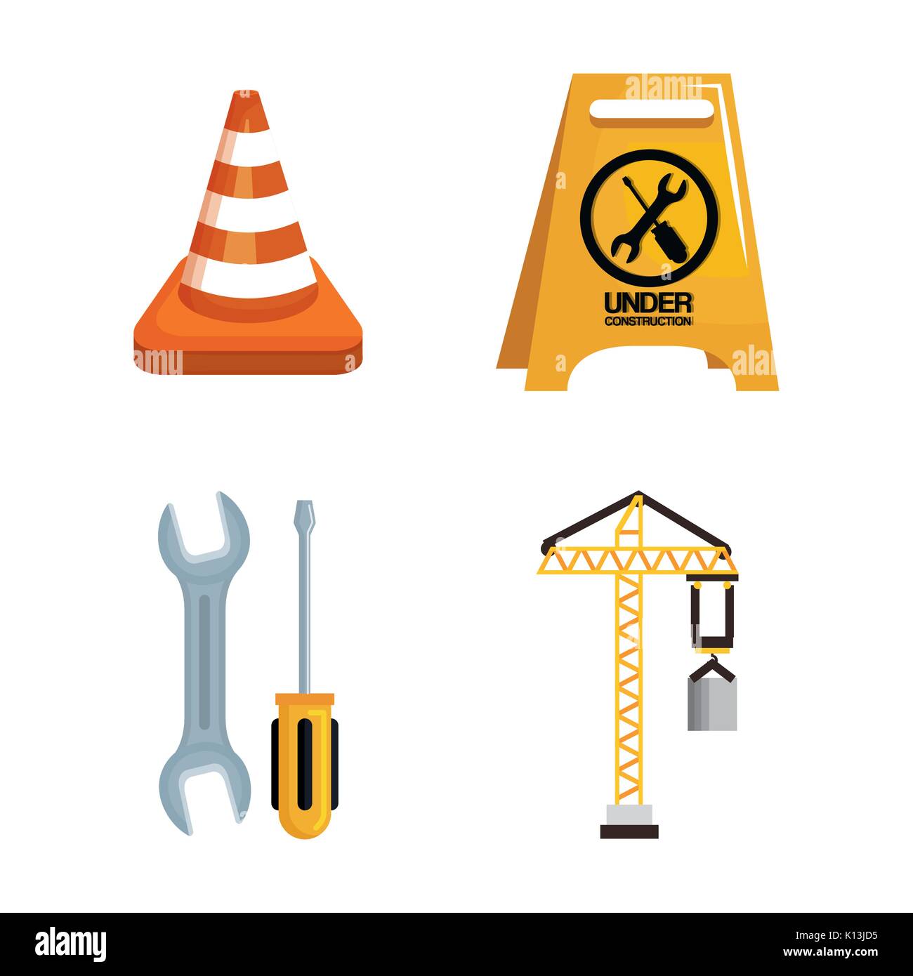 under construction equipment tools hardwork vector illustration Stock ...