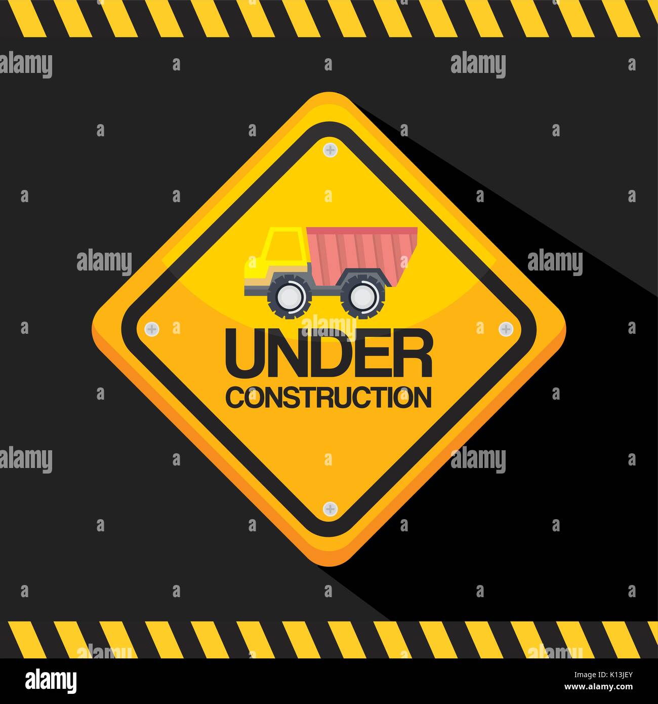 under construction road sign with truck vehicle Stock Vector Image ...