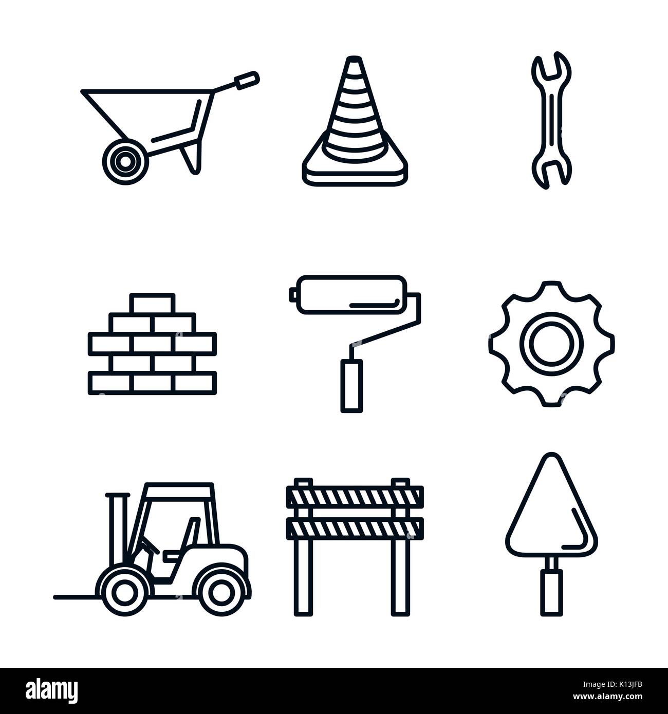 under construction equipment tools hardwork vector illustration Stock ...