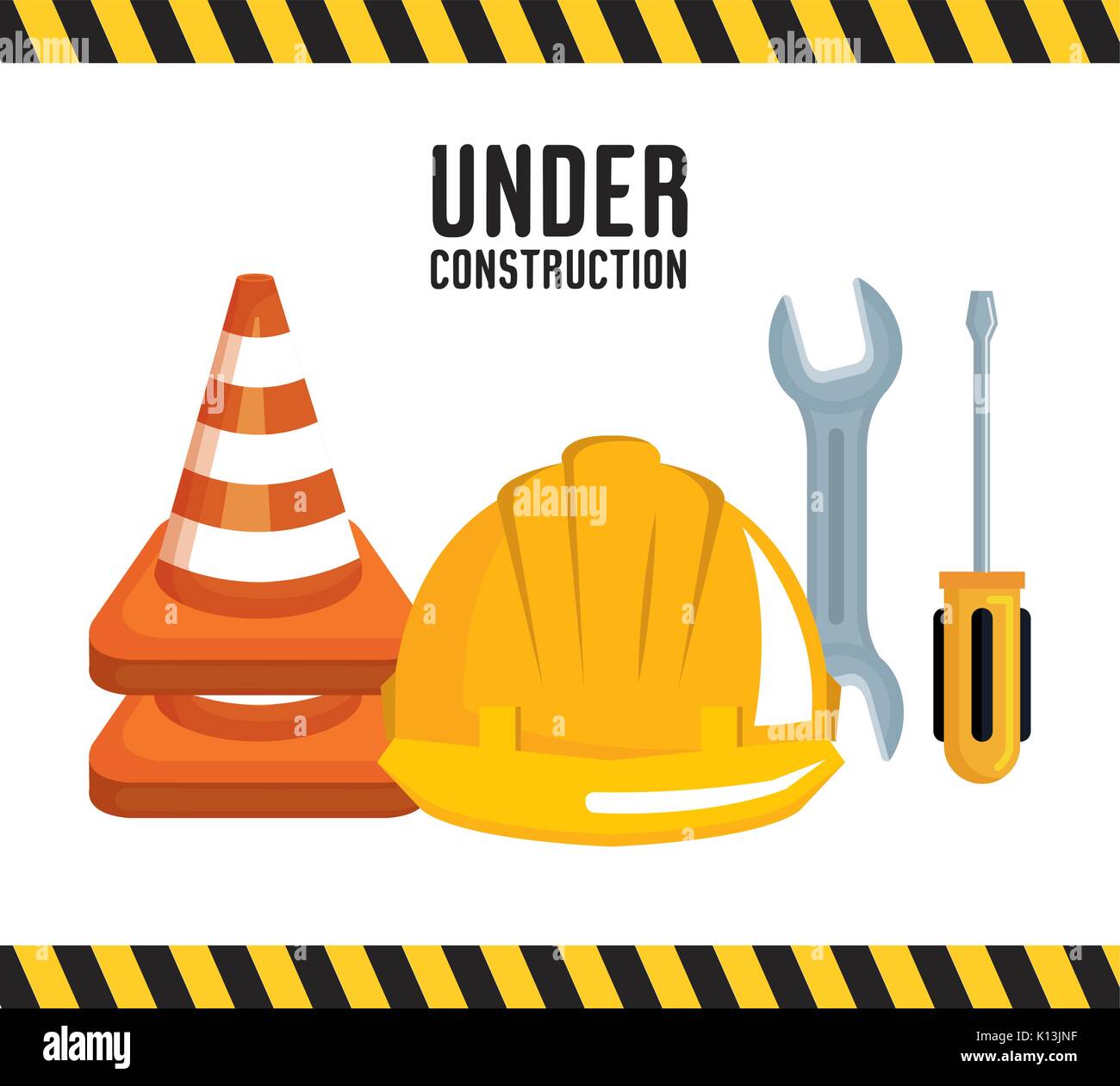 under construction equipment tools hardwork vector illustration Stock ...