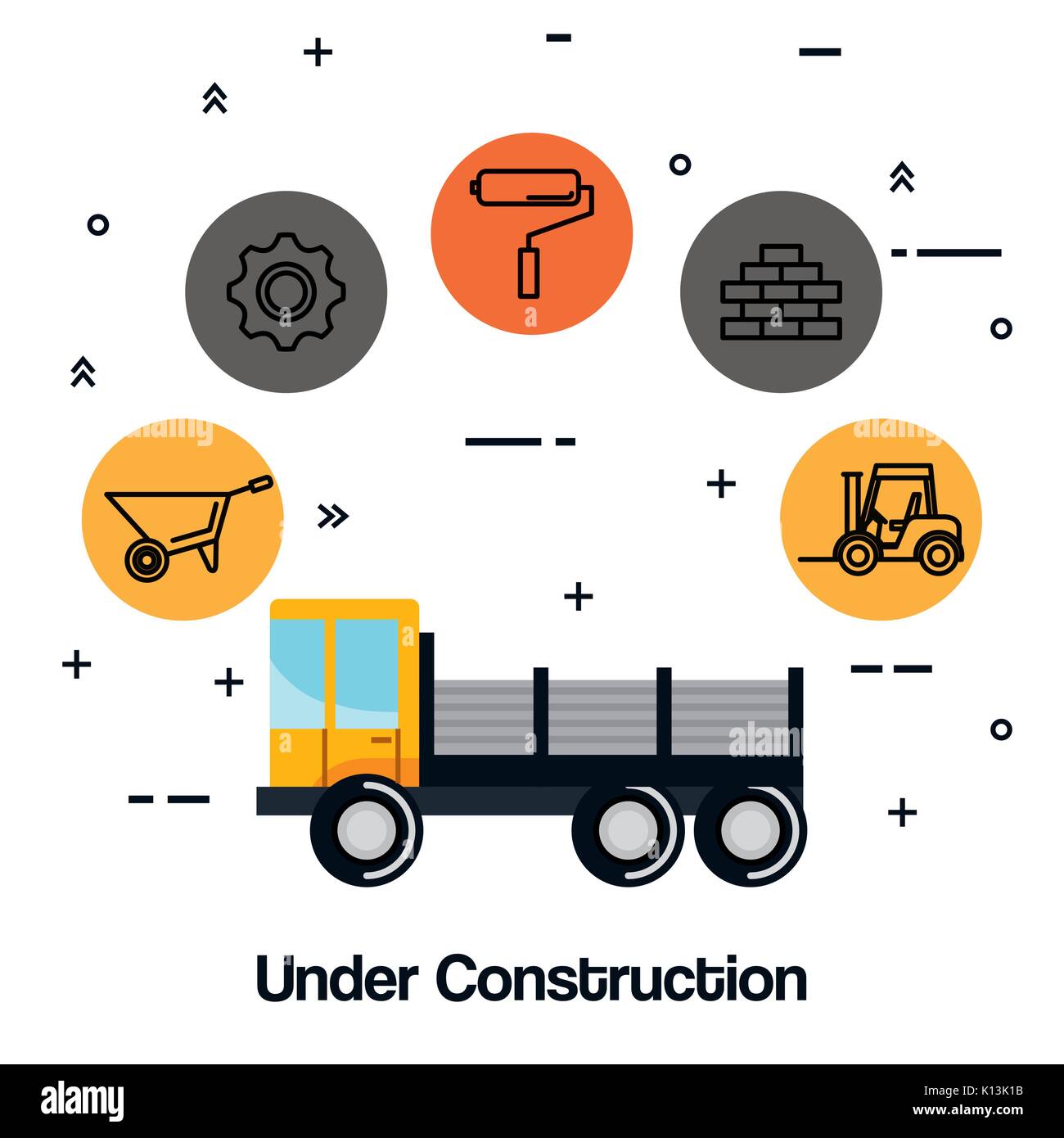 under construction truck vehicle equipment tool vector illustration ...