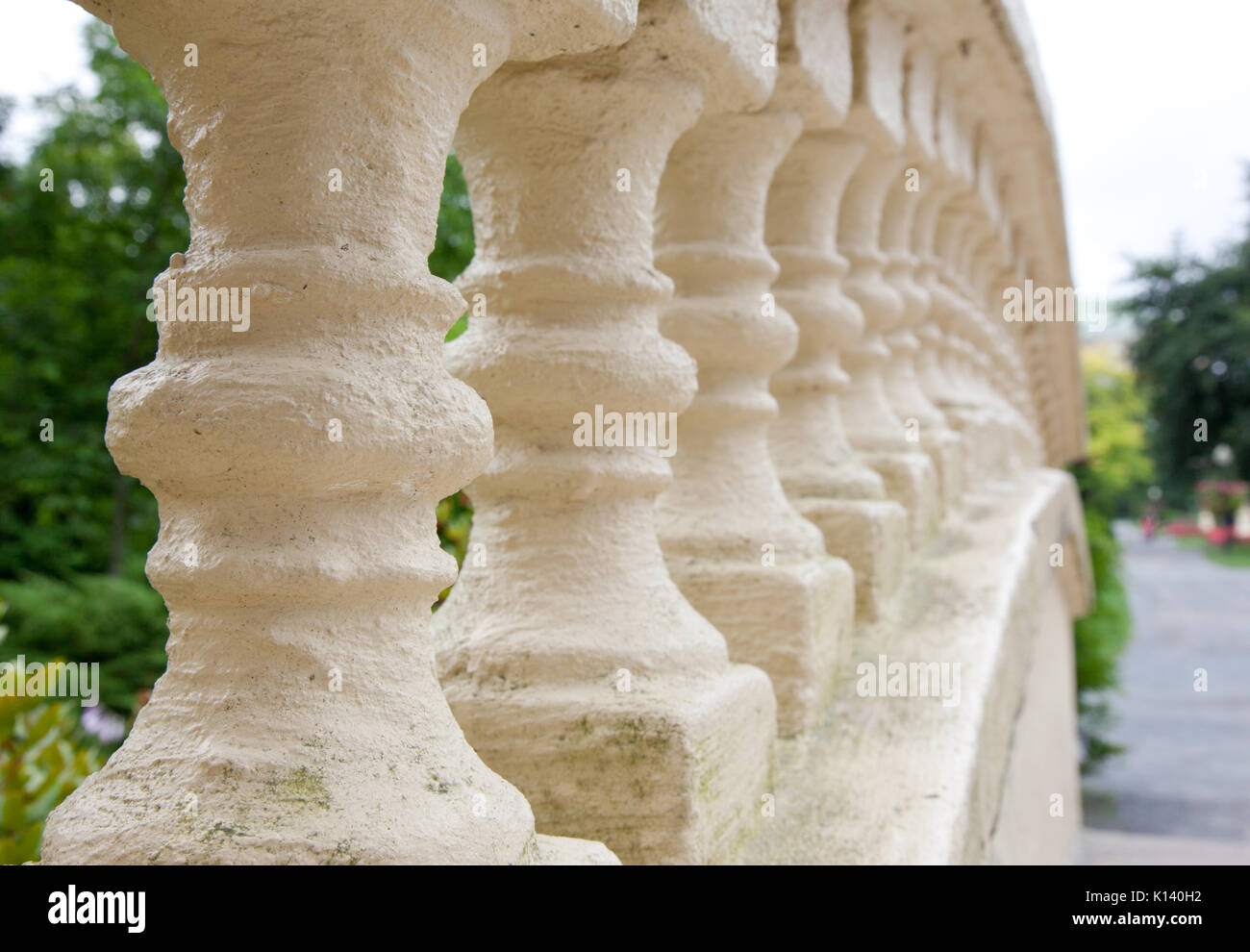 a white park bridge made of cement or concrete close up view Stock ...