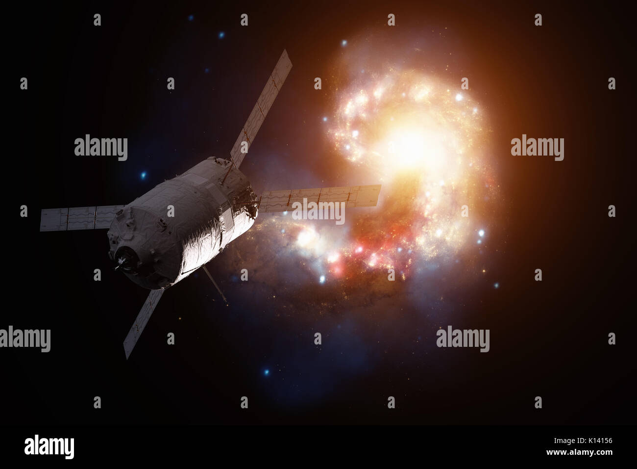Cargo spacecraft - The Automated Transfer Vehicle over spiral galaxy ...