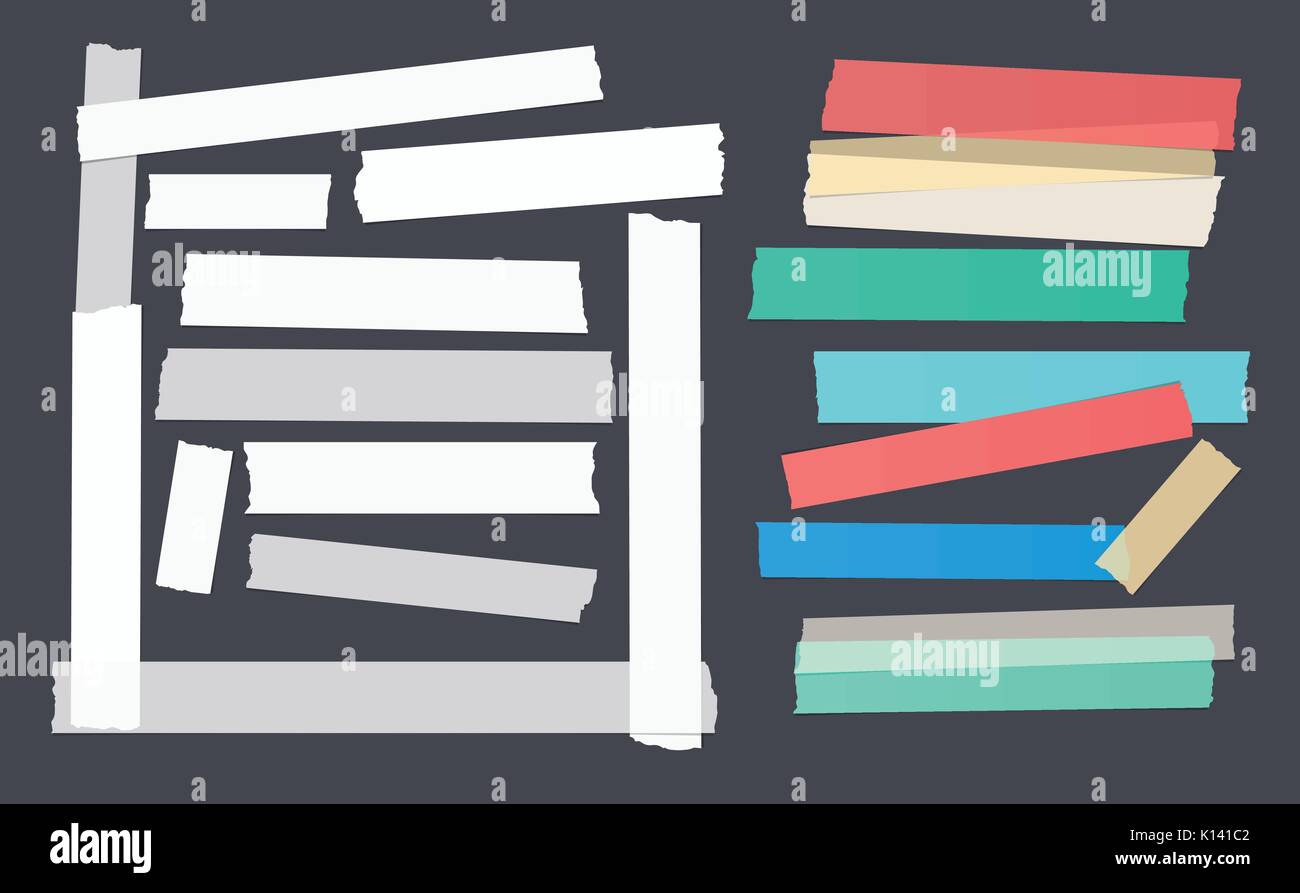 Colorful and white different size adhesive, sticky, scotch tape, paper ...