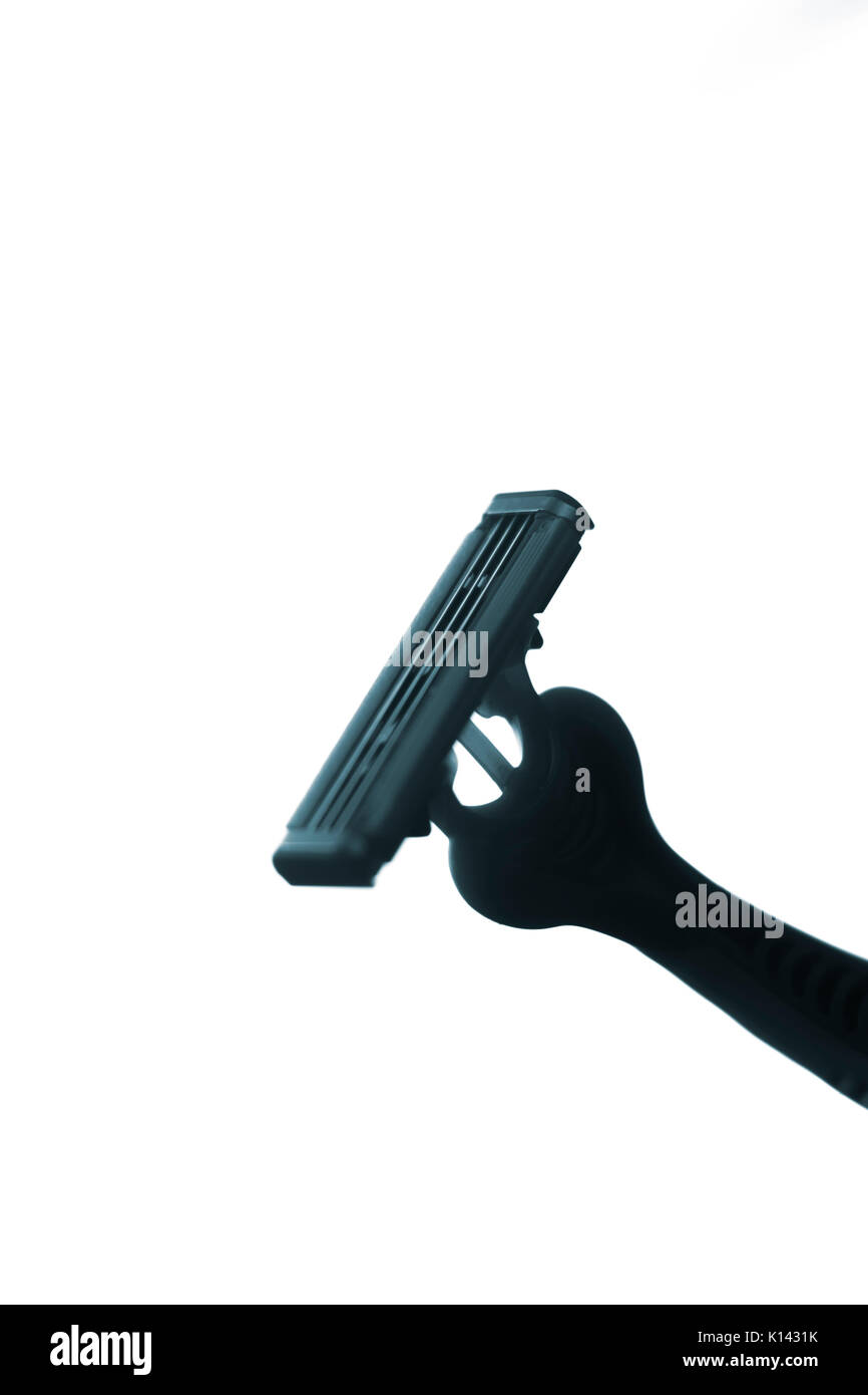 Modern safety disposable plastic shaving razor with multiple blades and ...