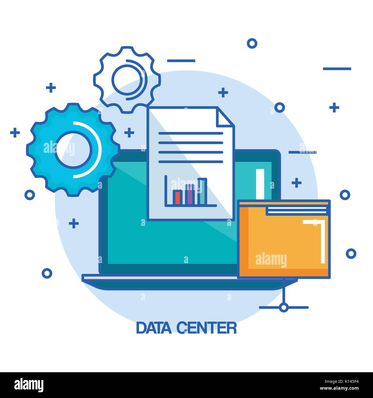 data center laptop computer folder document information work vector ...