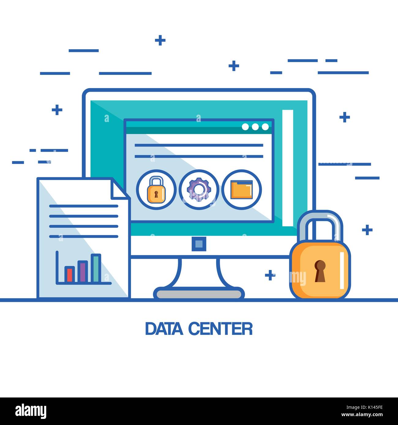 file data center security computer technology vector illustration Stock ...