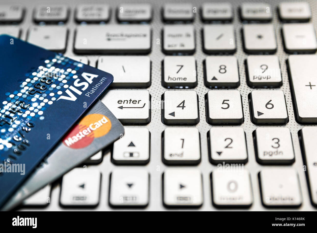 Bangkok, Thailand - August 24, 2017: Close up shot of 2 credit cards ...