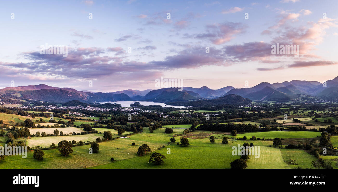 Sunsetting over Keswick, Bassenthwaite and the A66 Stock Photo - Alamy
