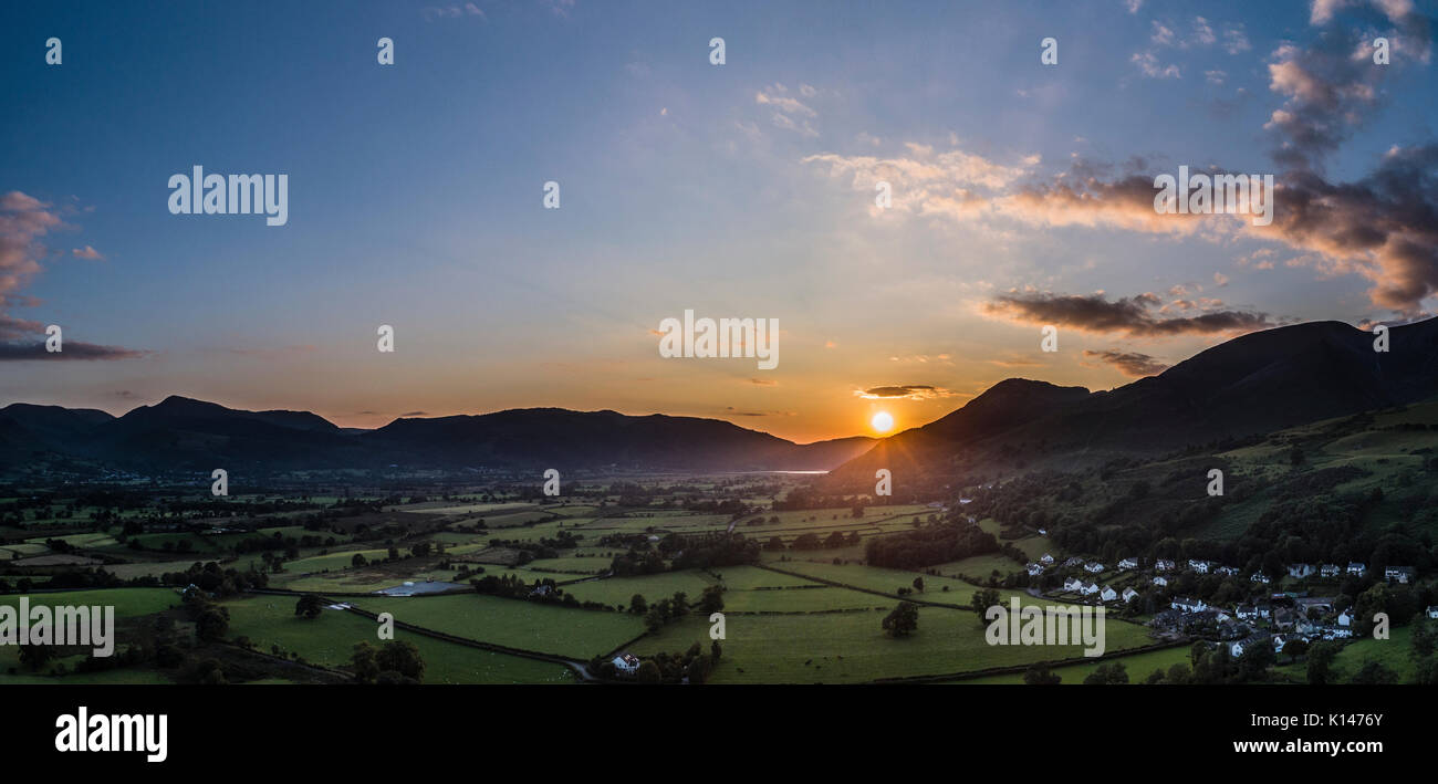 Sunsetting over Keswick, Bassenthwaite and the A66 Stock Photo - Alamy