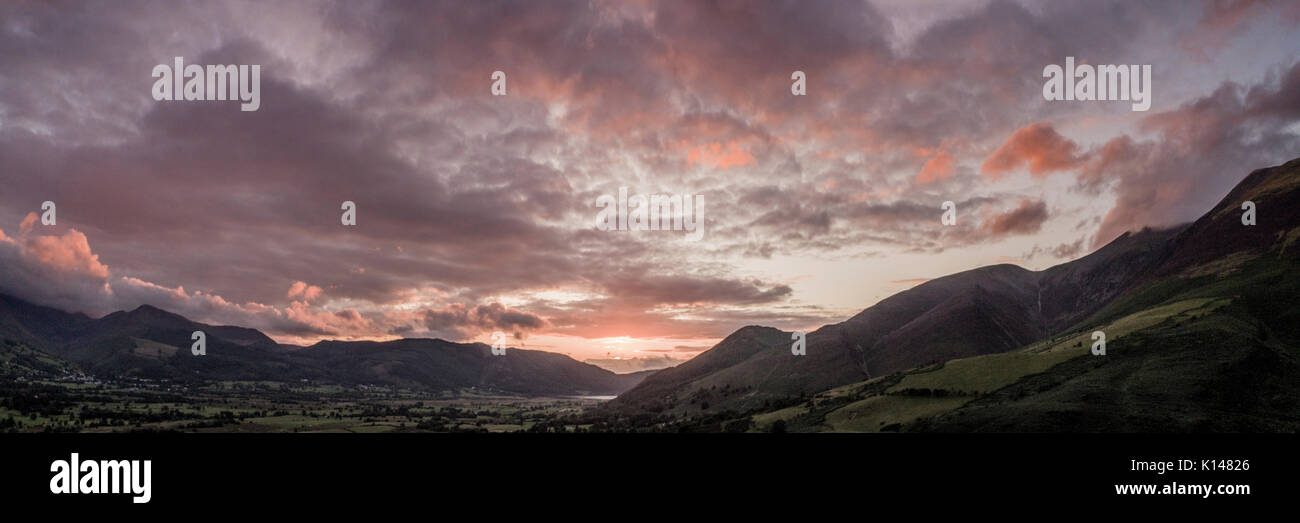 Sunsetting over Keswick, Bassenthwaite and the A66 Stock Photo - Alamy