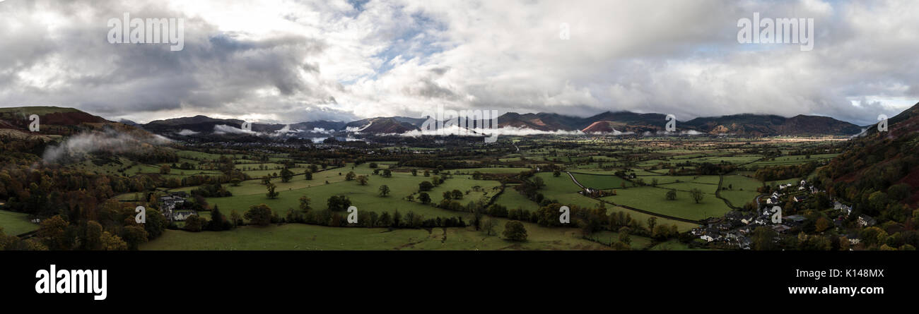 Keswick aerial panorama by drone from applethwaite Stock Photo - Alamy