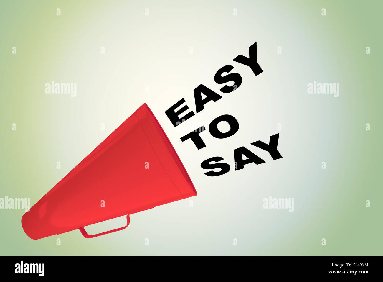 3D illustration of "EASY TO SAY" title flowing from a loudspeaker Stock ...