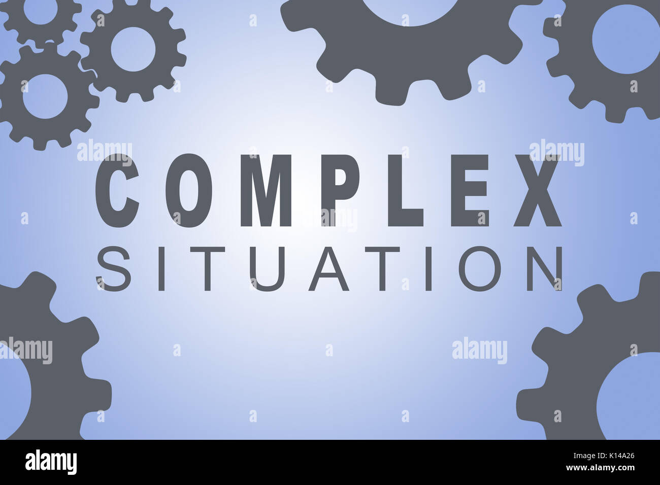 COMPLEX SITUATION sign concept illustration with gray gear wheel ...