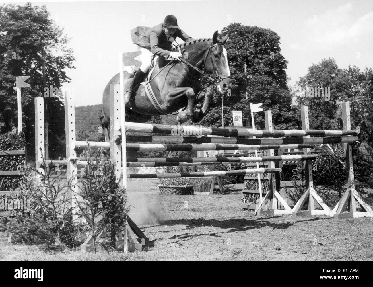European Showjumping Championships, Spa 1957 Pat Smythe (GBR) riding ...