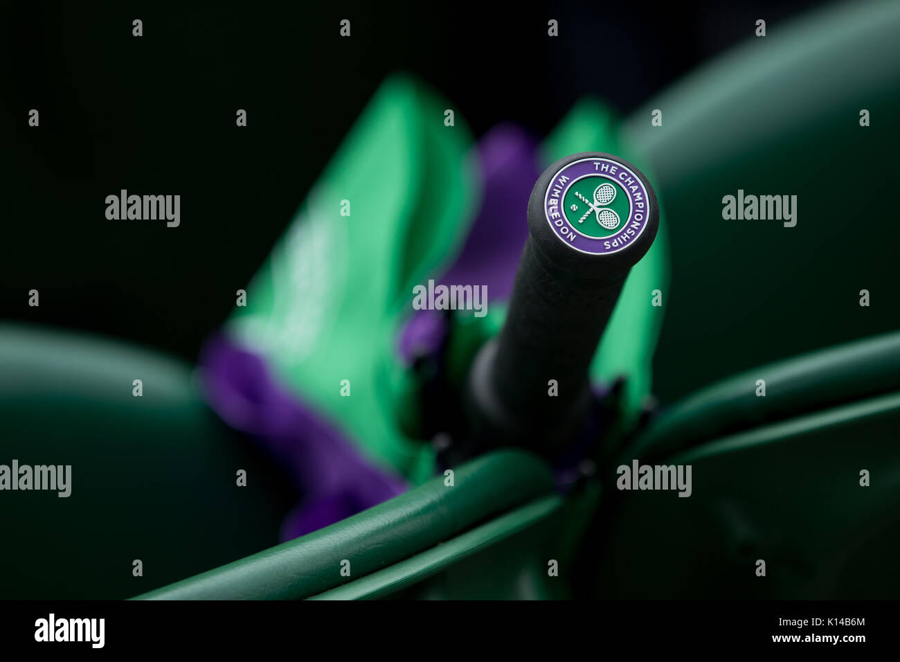 Wimbledon logo on an umbrella at the Wimbledon Championships 2017 Stock ...