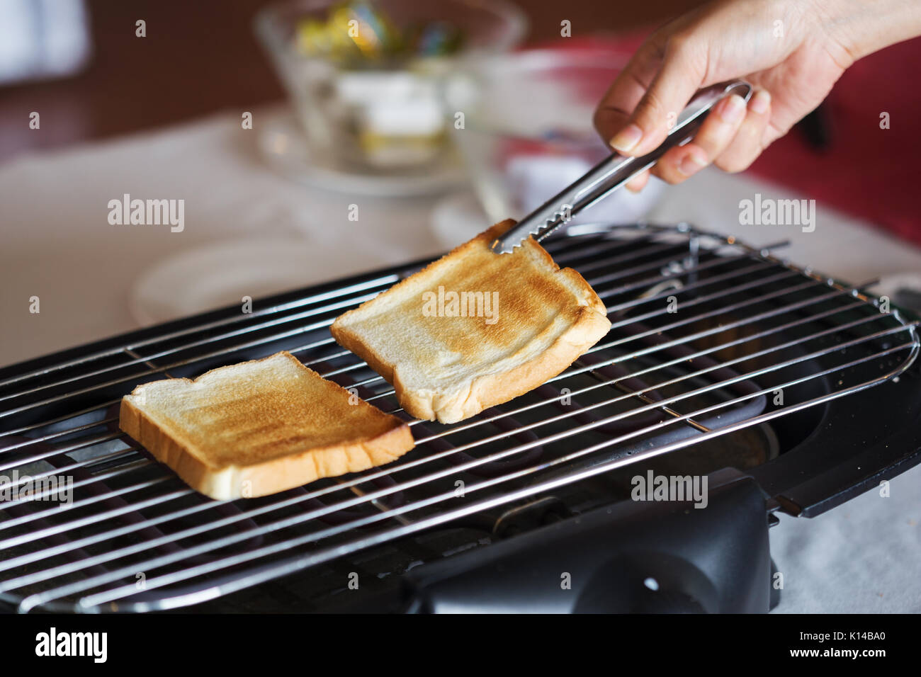 Toast bread on toaster in hotel Stock Photo - Alamy