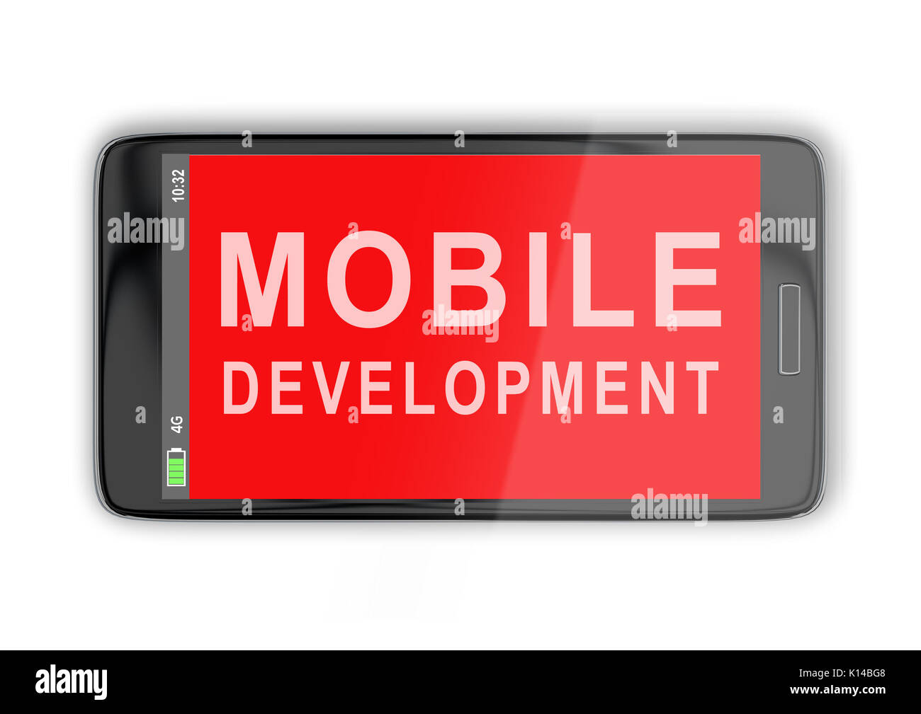 3D illustration of "MOBILE DEVELOPMENT" title on cellular screen ...