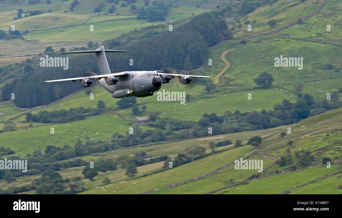RAF Atlas A400M on a low level training flight in the Mach Loop area of ...