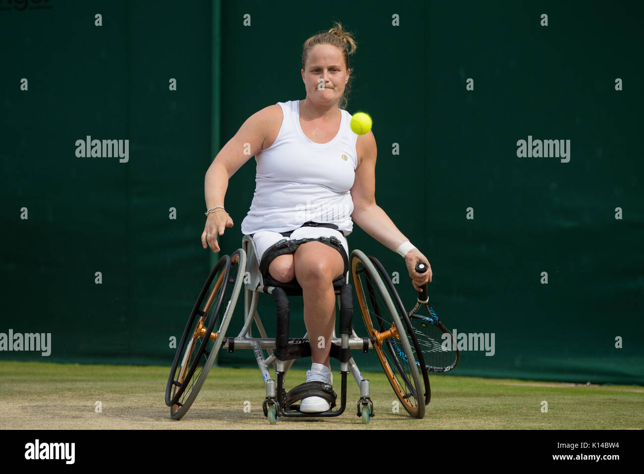 Wheelchair tennis player Aniek Van Koot of the Netherlands at the ...