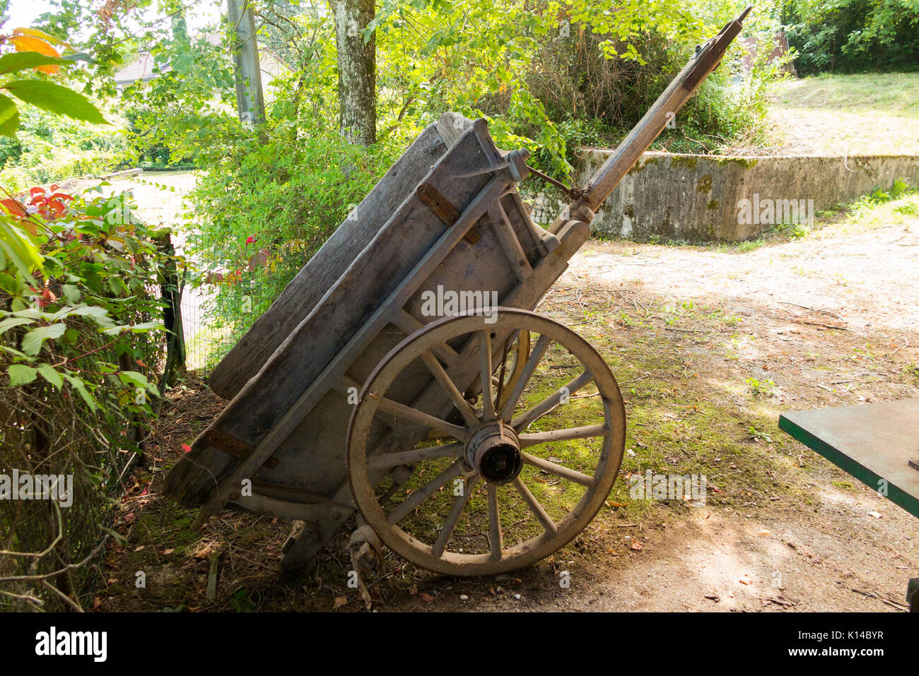 Genuine old vintage wooden draught cart, to be pulled by draft animals ...