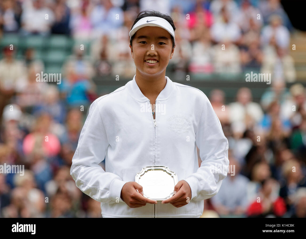 Ann Li of the USA with her runners up trophy at the Girls Singles ...