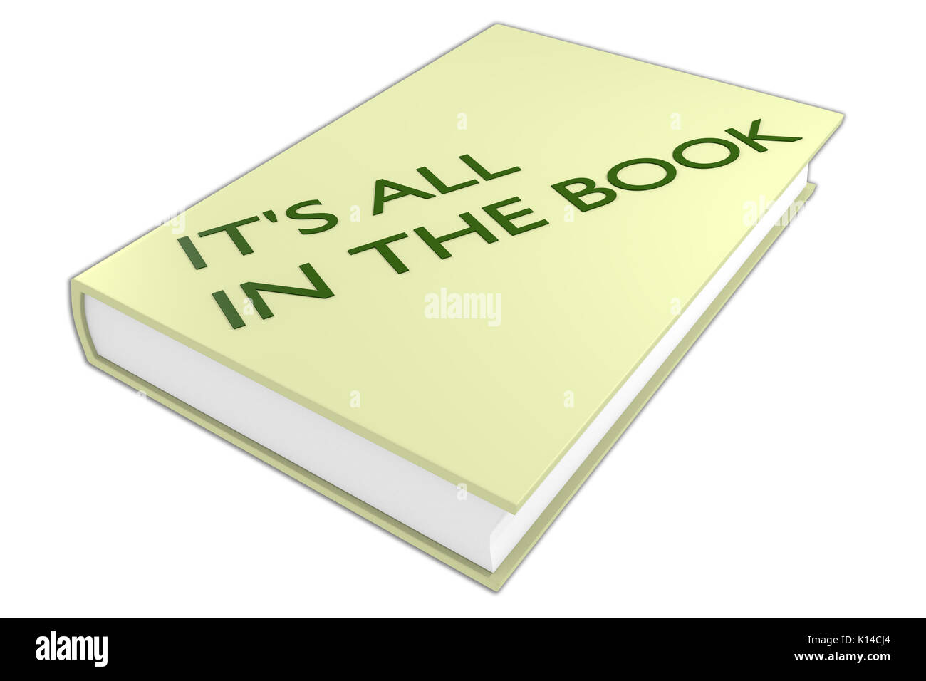 3D illustration of "IT'S ALL IN THE BOOK" script on a book, isolated on ...